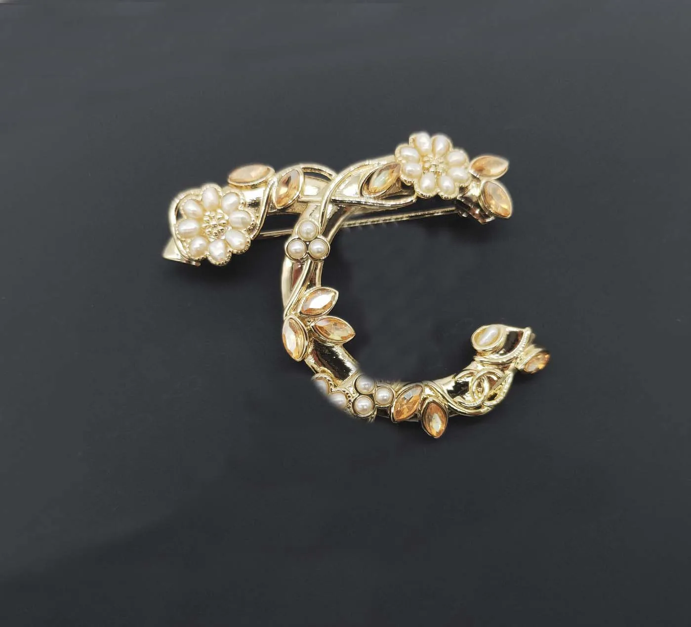 Luxury 18k Gold Plated Brooch With Genuine Diamonds & Crystals ...