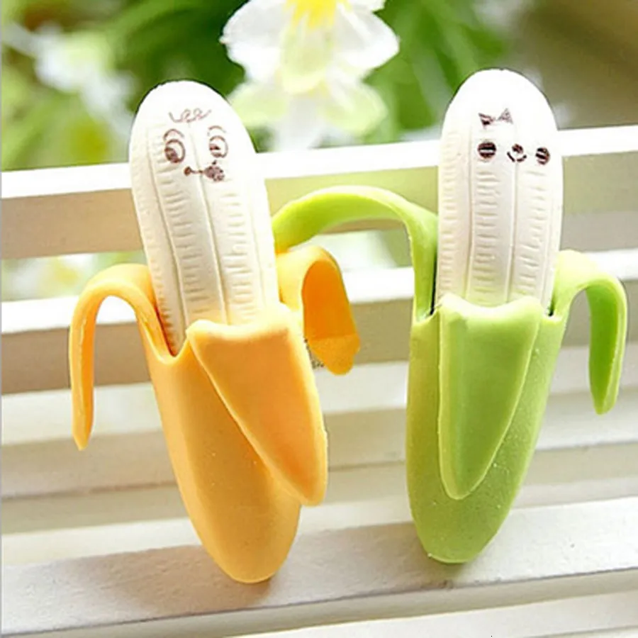 Mini Erasers: Banana Shaped Detachable Rubber Pencil Erasers, Fun Fruit ...