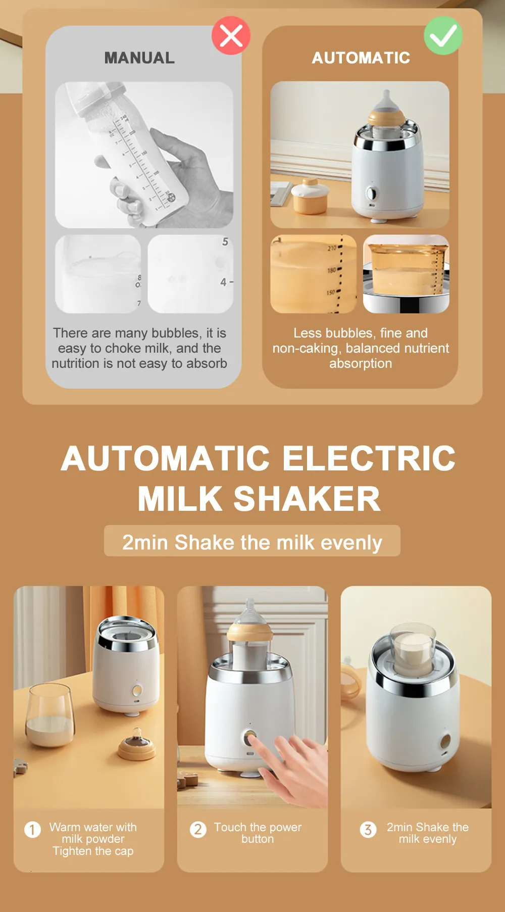 Milk Powder Blender USB Electric Shake Machine for Baby Feeding, Model ...