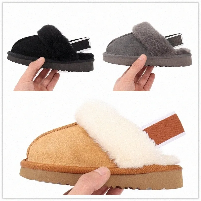 Kids Slide Sandals, Cozy Sheepskin Suede Genuine Leather, 2024 ...