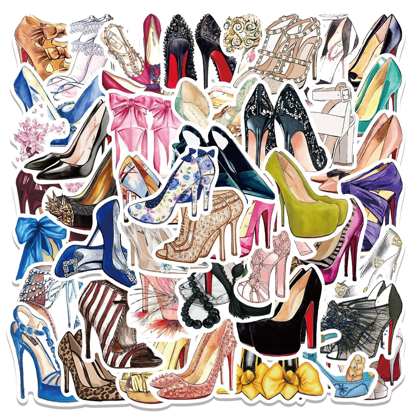 50P Princess High Heel Stylish Sticker Waterproof Vinyl Decals For ...