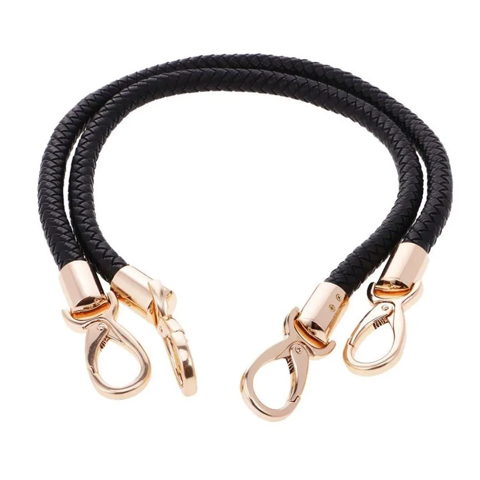 Braided PU Leather Bag Handles with Metal Ring Attachments Detachable ...