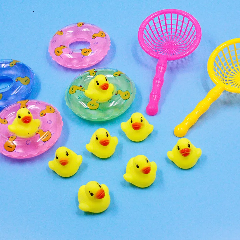 Mini Rubber Ducks Bath Toy Set Floating Swimming Rings, Yellow Ducks ...