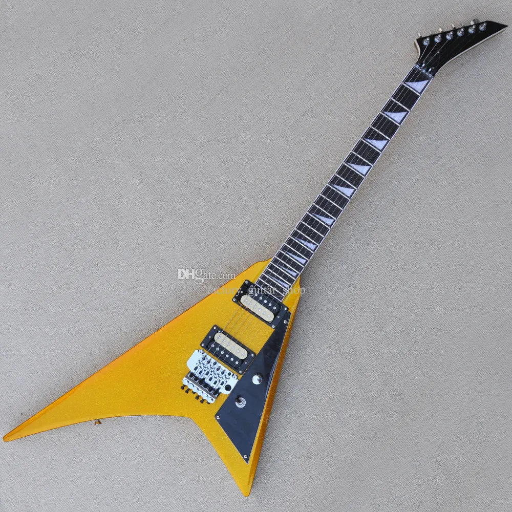 Custom V Shaped Best Budget Electric Guitar With Black Pickguard, Gold ...