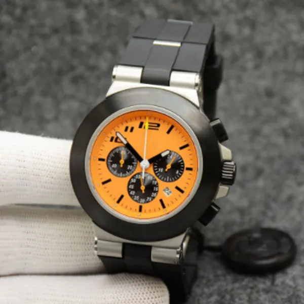 44m Men's Chronograph Watch With Orange Dial, Sapphire Glass, Oak Bark ...