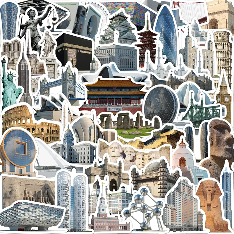 Landmark PVC Vinyl Glue Stickers for Luggage Laptop Bicycle 1.57-2.36 ...