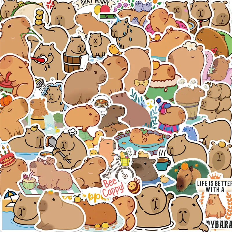 Cute Cartoon Stickers Adorable Capybara Decals For Laptop, Luggage ...