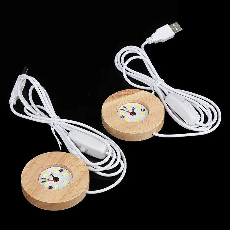 Wooden Led Light Display Base With For Crystal, Glass, And Resin Art ...