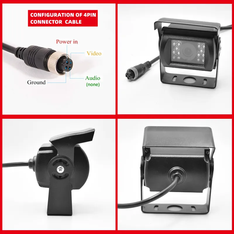 LED Night Vision Truck Backup cctv camera with 4Pin AV Extension Cable ...