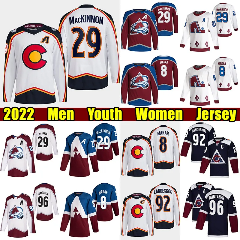 #29 Nathan MacKinnon Reverse Retro Hockey Jersey #8 Cale Makar ...