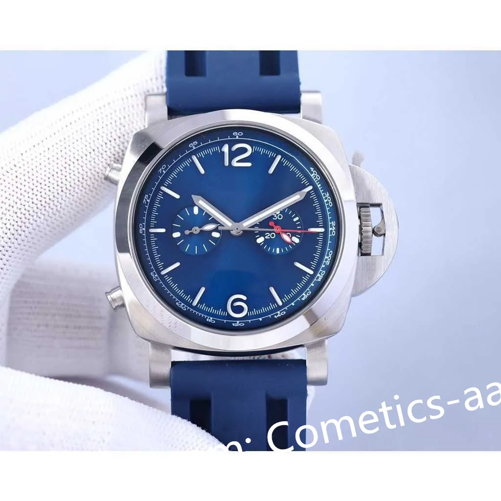 Mens Watches Blue Dial 44mm Automatic Mechanical Timepiece With Rubber ...