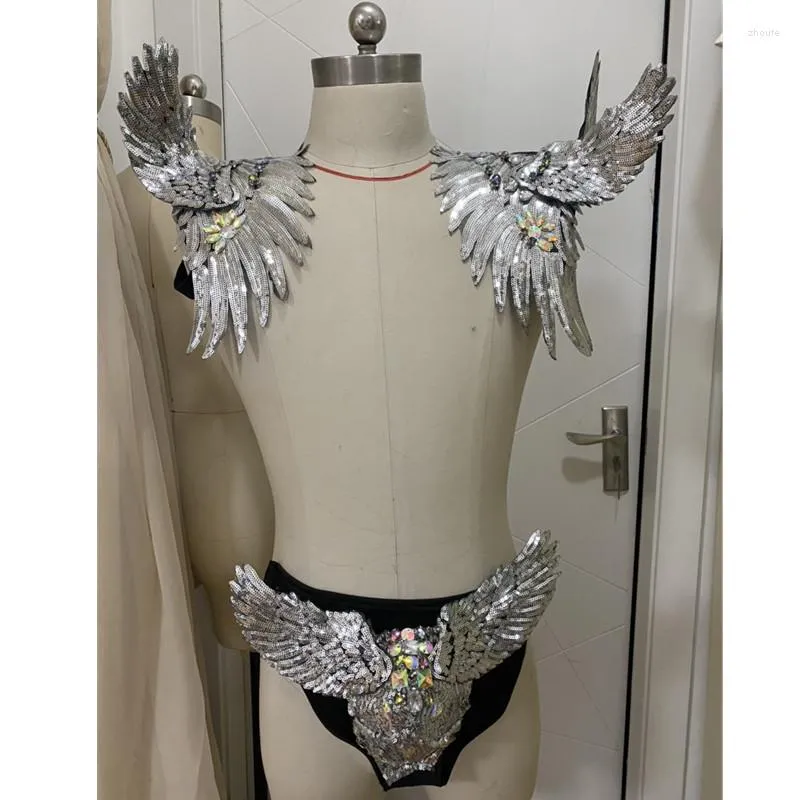 Silver Sequin Wing Epaulet Dance Outfit: Sexy Stage Wear for Men - Shop ...