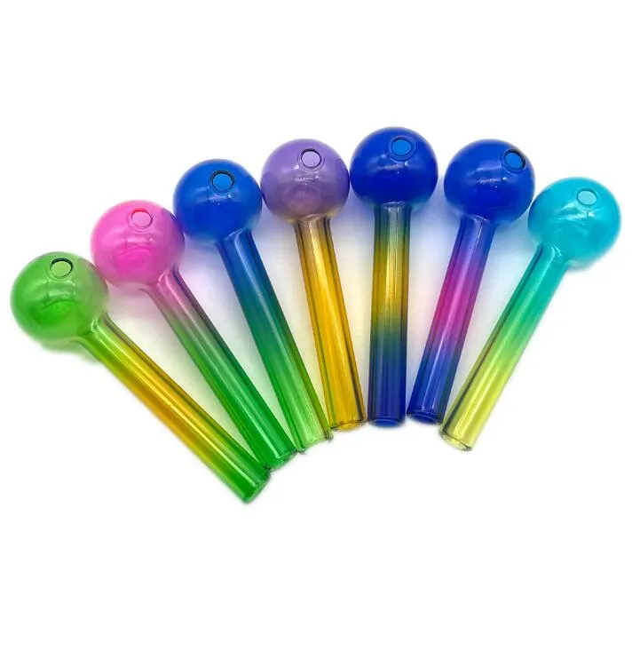 Thick Pyrex Clear Glass Pipe Oil Burner 10cm 4IN Colorful Tube Wax ...