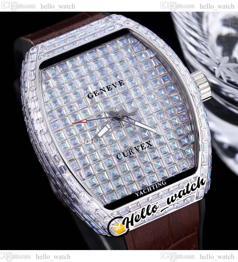 Vanguard V45 42mm Automatic Diamond Watch Iced Out Paved Rectangle Dial ...