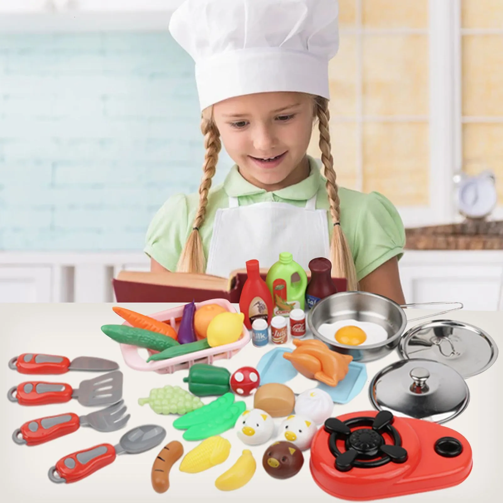 Kids Kitchen Pretend Play Apron Set - Baking & Cooking Fun! Chef ...