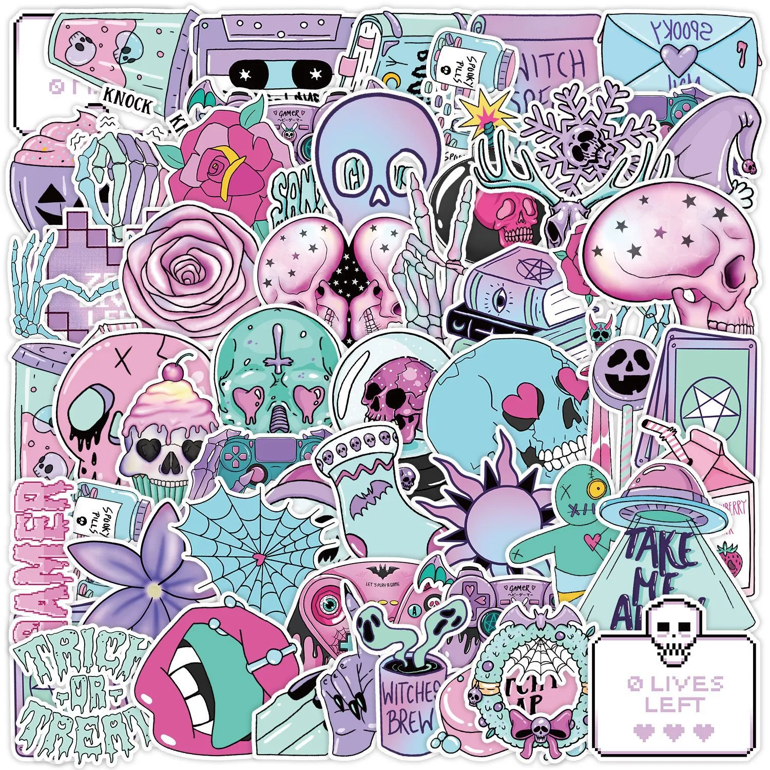 50 Pack Waterproof Gothic Graffiti Vinyl Aesthetic Journal Stickers For ...