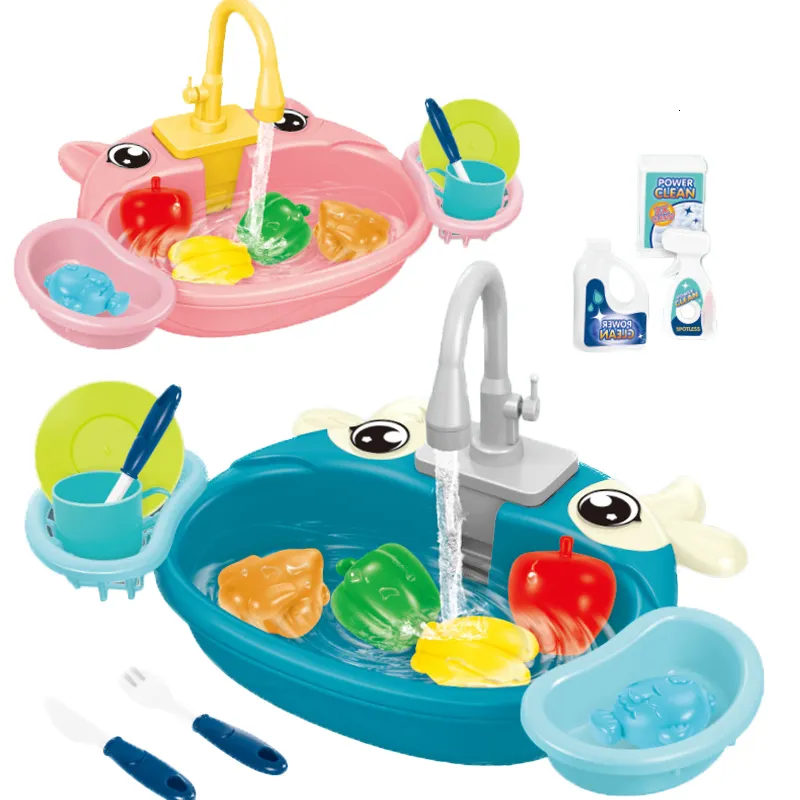 Simulated Kitchen Playset With Mini Sink Toy And Dishwashing Set ...
