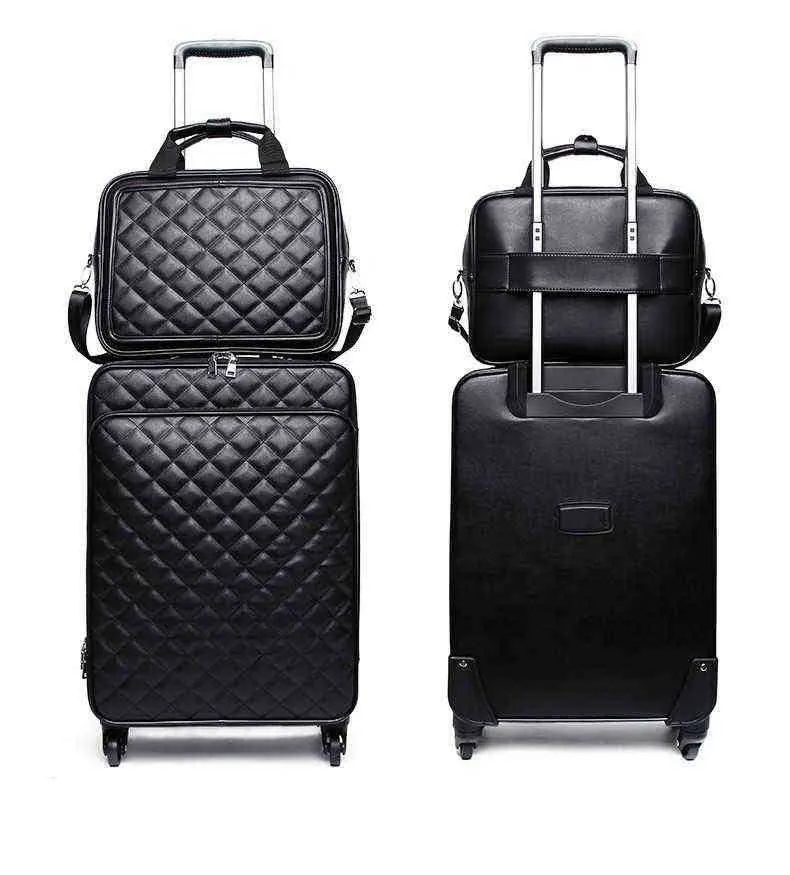26-Inch PU Spinner Rolling Luggage Suitcase with Lock and Drawbar for ...
