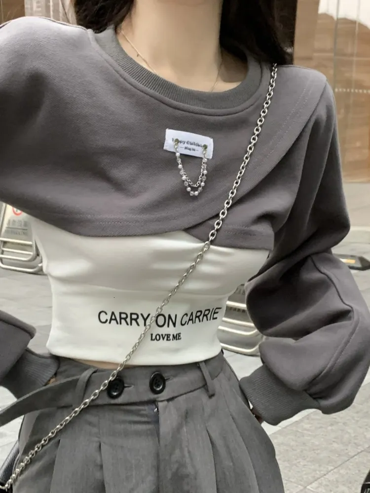 Women #039;s Slim Pullover Hoodie with Chain Decoration Gradient Color ...