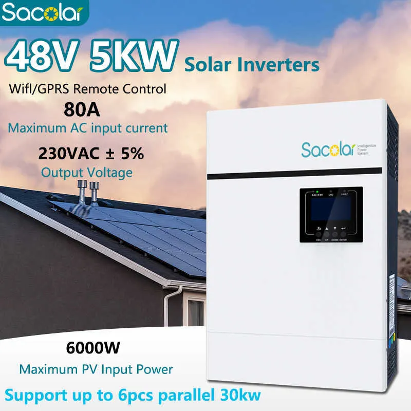 48V 5KW Solar Inverters 230VAC Built In MPPT Controller With Off Grid ...