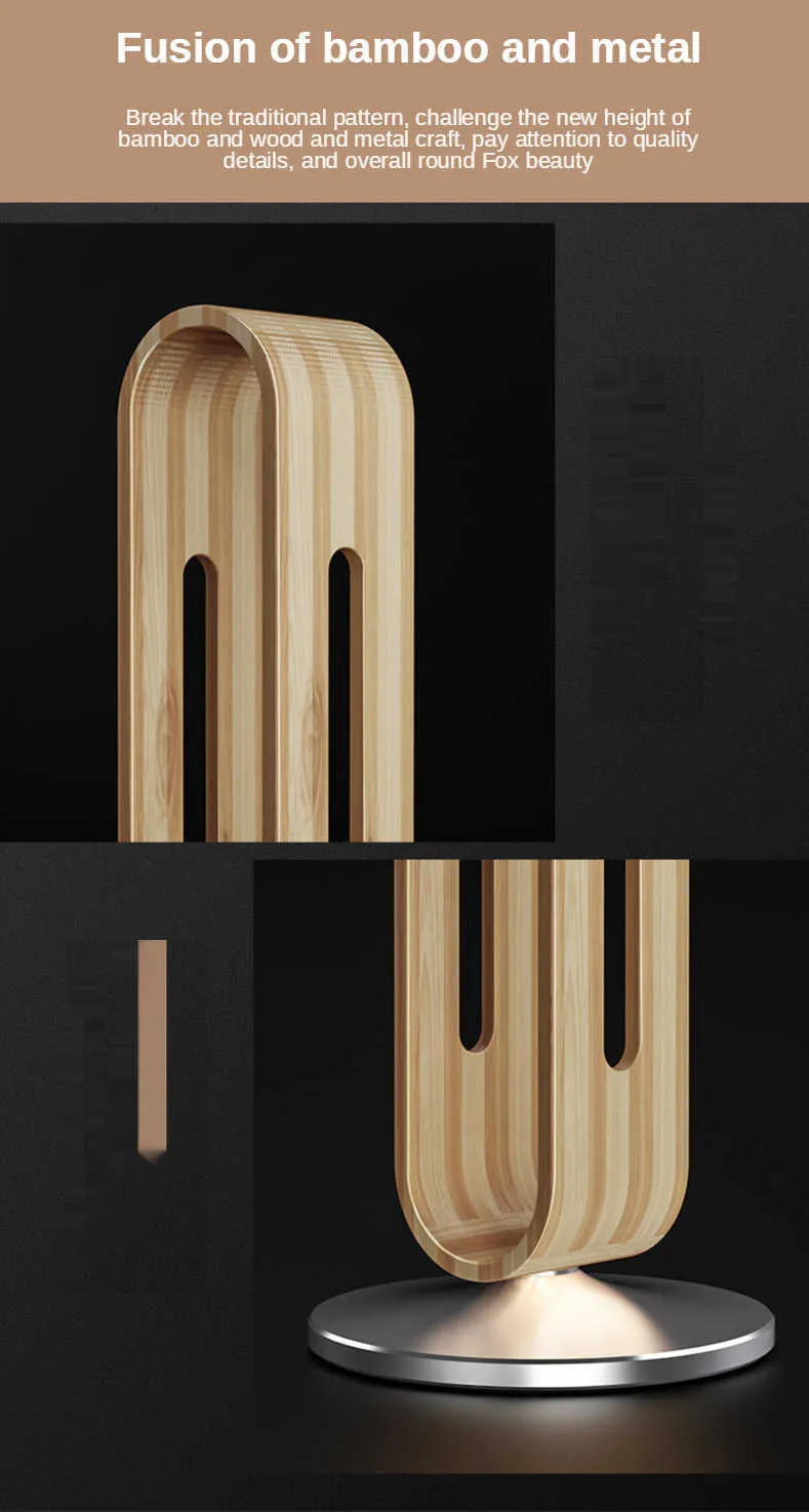 Car Headset Stand Bamboo Wood Aluminum Headphone Holder Gaming Earphone ...