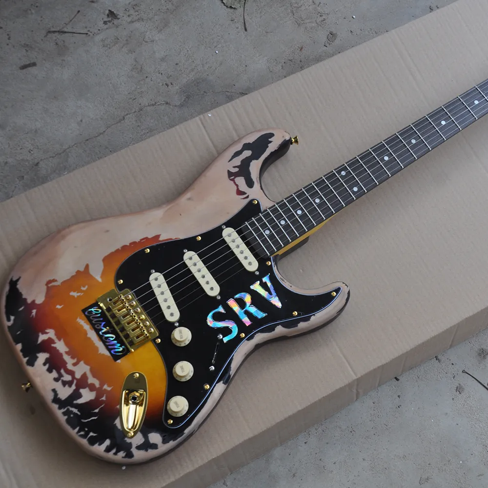 Sunburst Relic Electric Guitar: 6 Strings With Rosewood Fretboard, SSS ...