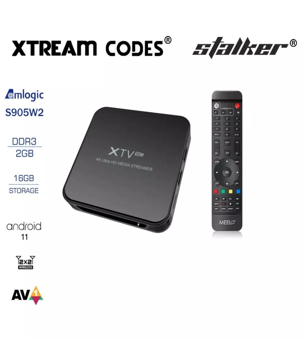MEELO PLUS XTV SE2 TV Box XTREAM CODES Media Decoder Android 11 24G5G ...