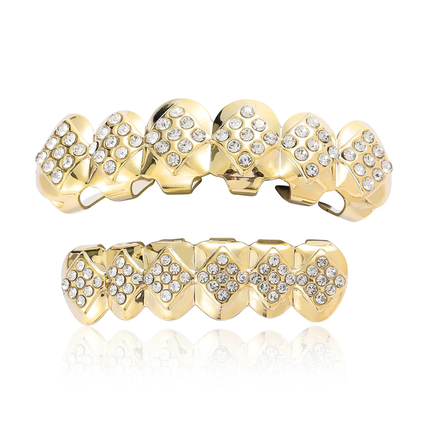 18K Gold Vampire Fang Teeth Grillz Designs With CZ Cubic Zirconia And ...