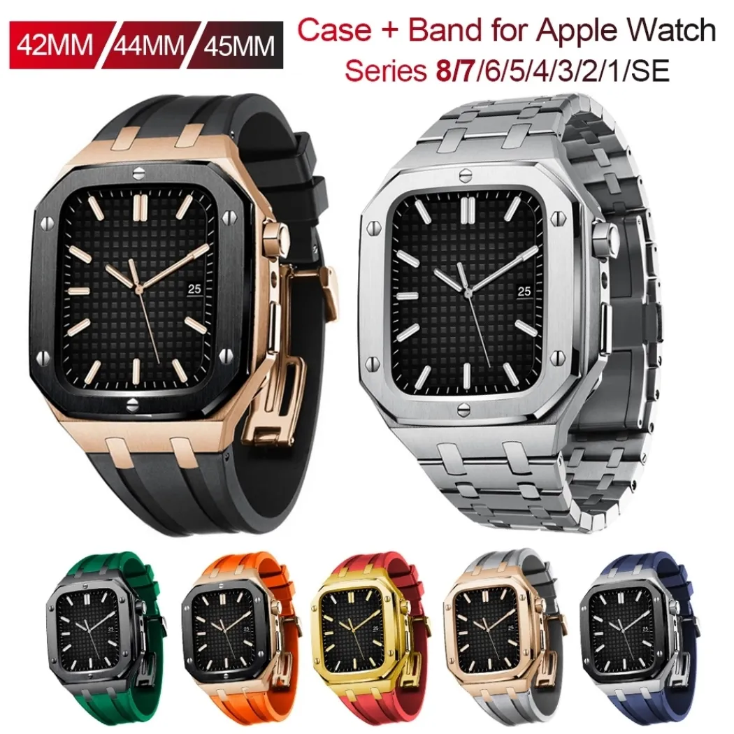 Luxury Apple Watch Mod Kit - Stainless Steel Case & Band for Series 8/7 ...