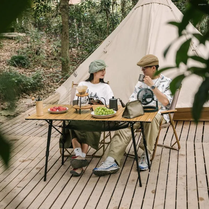 Naturehike Folding Wood Grain Aluminum Camping Table With Retractable ...