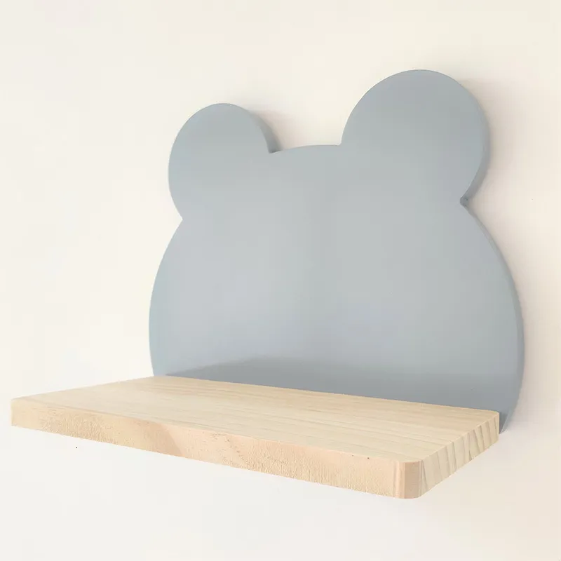 Nordic Style Wooden Wall Shelf With Rabbits And Bear Design Lovely Room ...