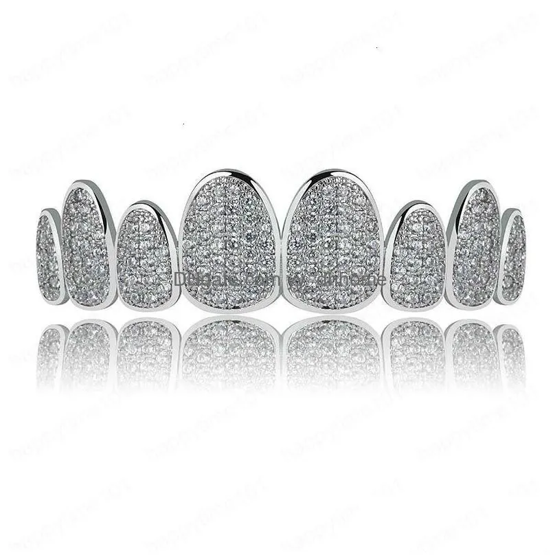 Gold And Silver Diamond Dental Iced Out Diamond Grillz For Men And ...