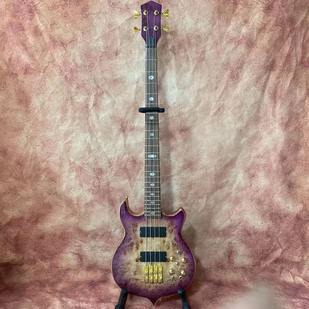 Purple Electric Bass Guitar 4 String Active Pickup Neck Through Alembic ...