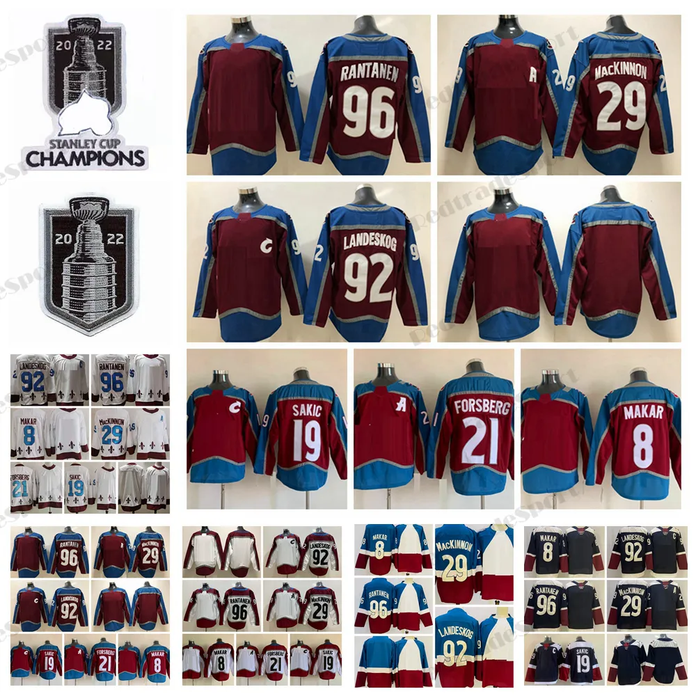 2022 Stanley Cup Champions 29 Nathan MacKinnon Hockey Jerseys 92 ...