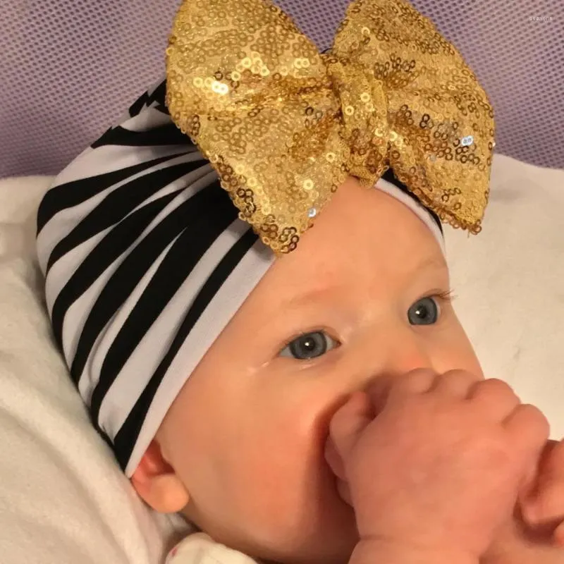 2022 Girls Sparkling Bow Unicorn Hat Stripe Cotton Turban Hood With ...