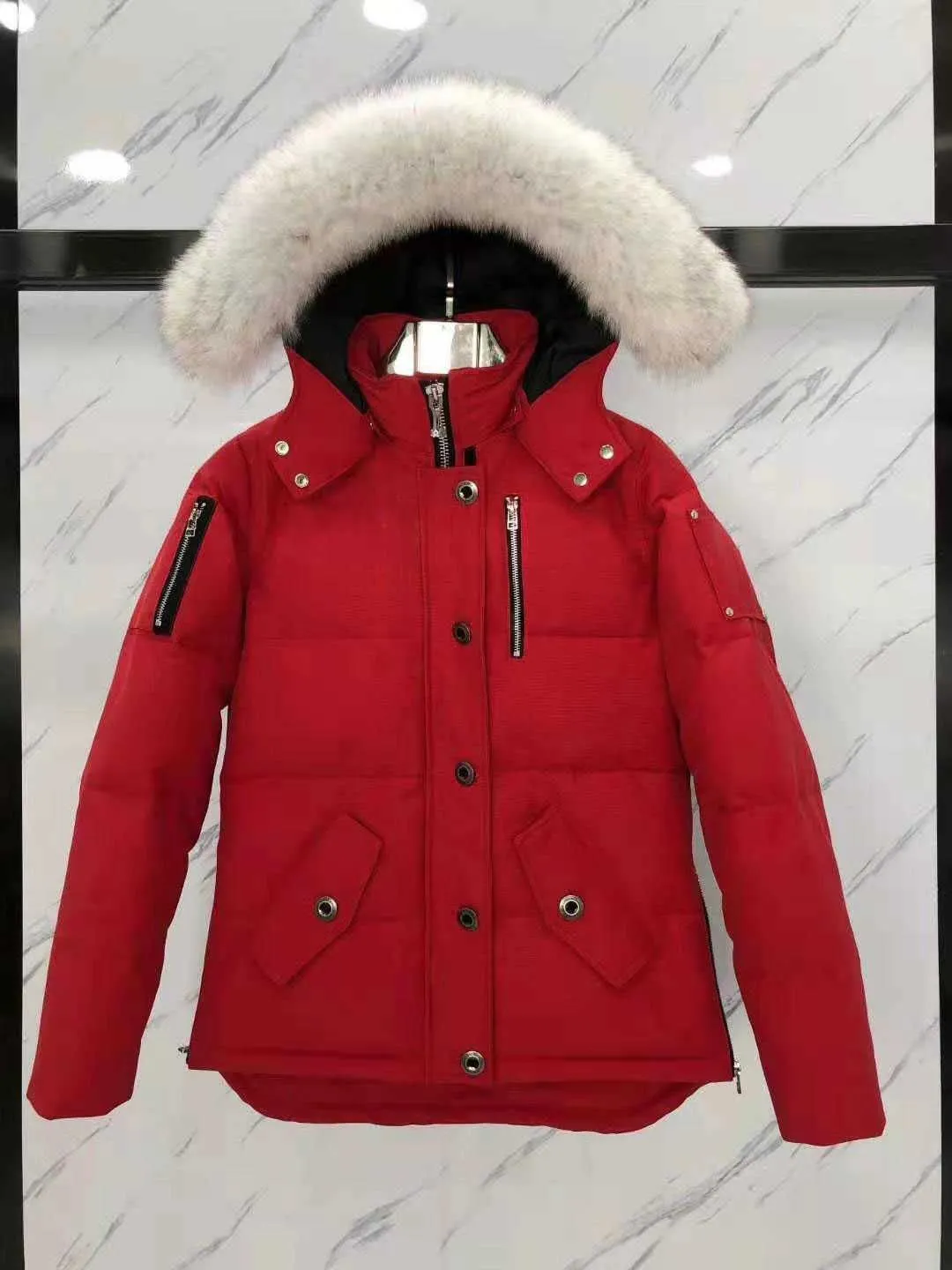 Unisex White Duck Down Parka With Fur Collar Waterproof Winter Cloak ...