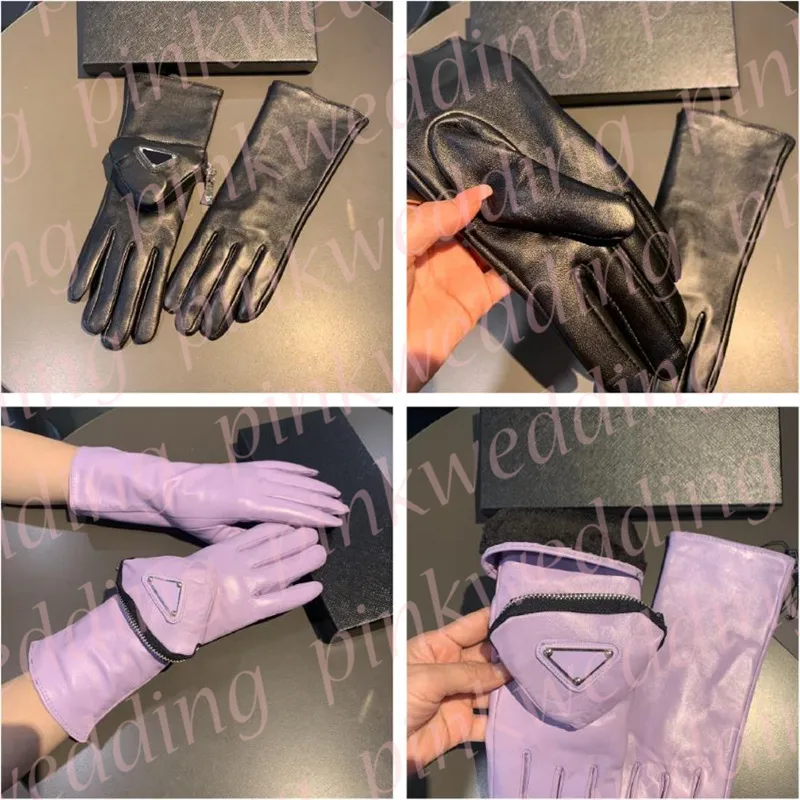 DHgate.com:Winter Womens Plush Warm Leather Mittens with Triangle Badge ...