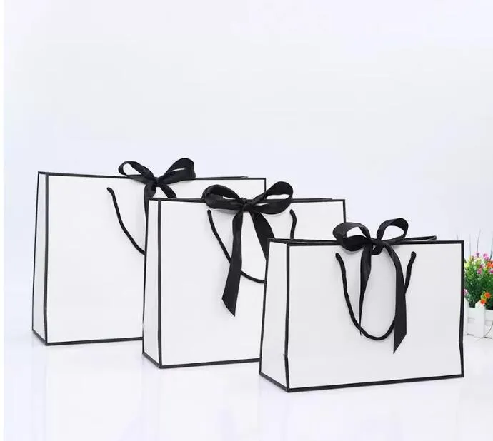 Stylish Black And White Kraft Paper Reusable Shopping Bags With Handle ...