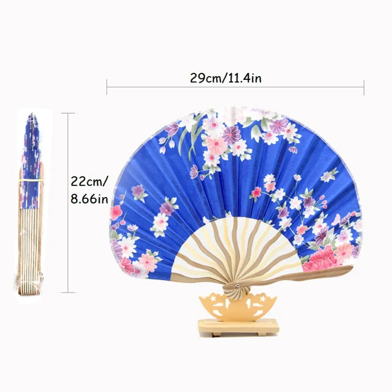 Flower Bamboo Folding Hand Fan Beige Summer Vintage Fold Hand Held Hand ...