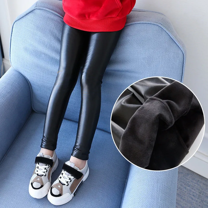 Leggings Tights Girls Stretchy Faux PU Leather Fleece... From Deng08 ...
