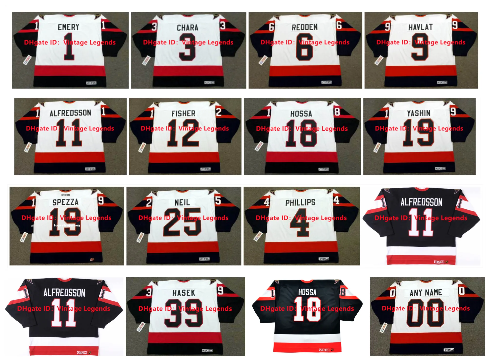 CCM Vintage Senators Hockey Jerseys Alfredsson, Emery, Hossa, Spezza ...