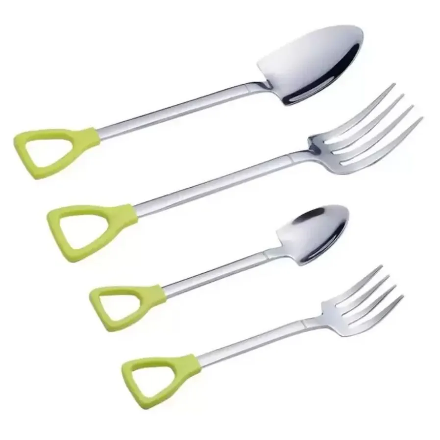 Stainless Steel Spoon and Fork Set, Shovel Shape Design, Long Handle ...