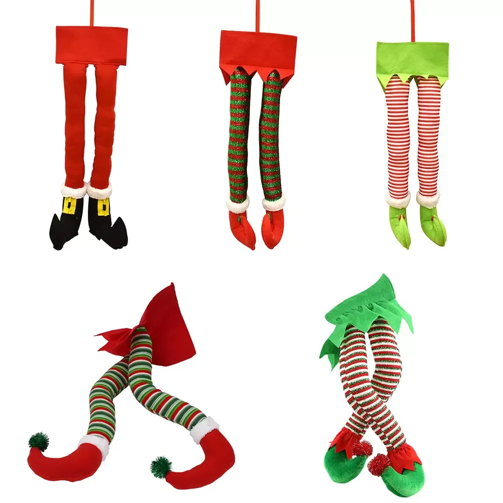 Santa Elf Legs Plush Stuffed Feet With Red Tape Shoes Festive Christmas ...