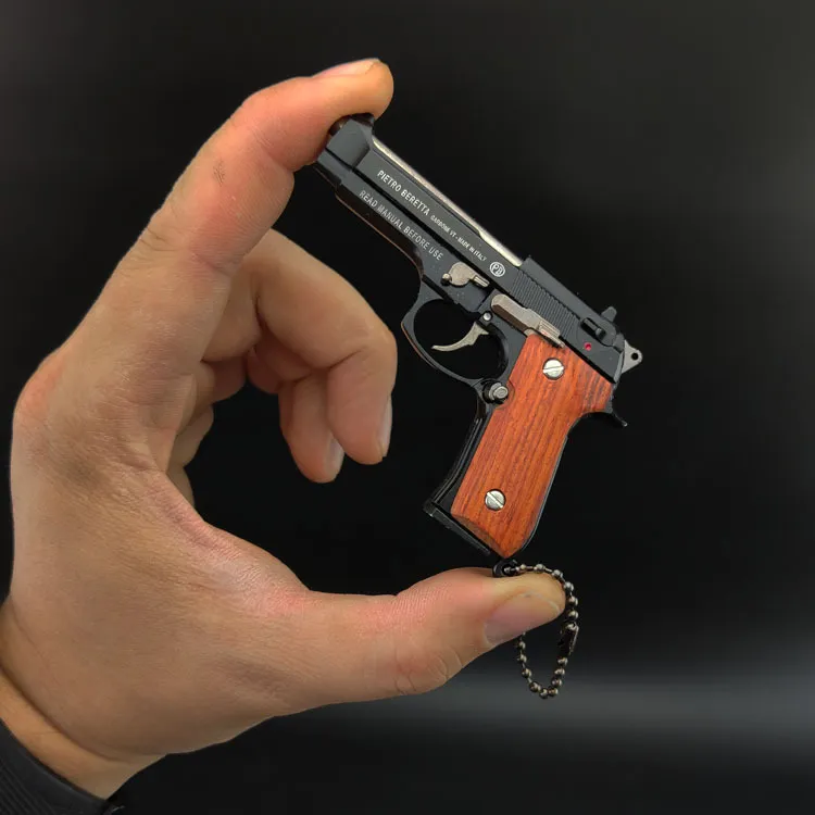 Compact 92F Wood Handle Pistol Keychain With Desert Shell Ejection ...