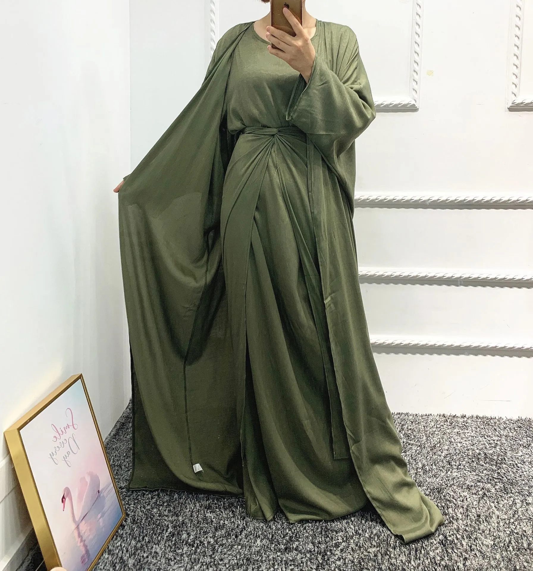 Djellaba Vestido Musulmán: Elegante 3 Piezas De 3 Piezas Abaya Modest Wear Sets, Algodón ...