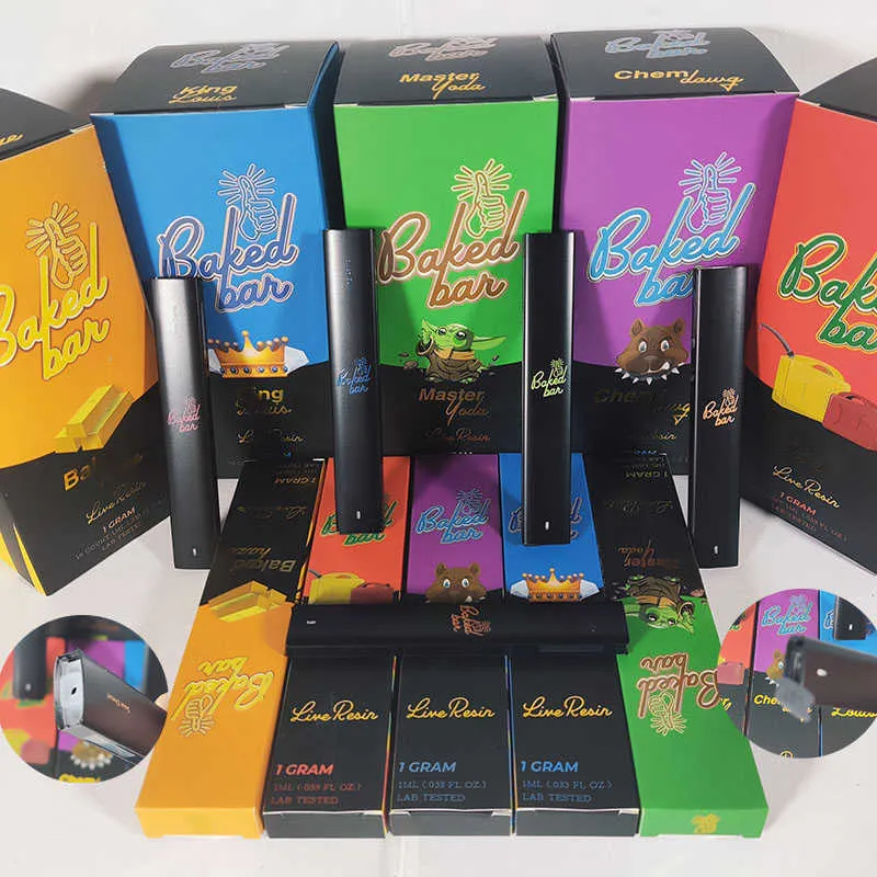 Black Baked Bar Disposable Vape Pen Baked Vape Rechargeable 1ml Pods Vaporizer Pod Battery