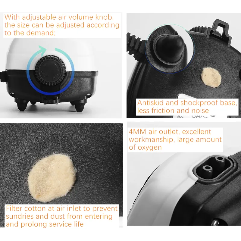 Ultra Silent Aquarium Air Pump - Adjustable Oxygen Compressor for Fish ...