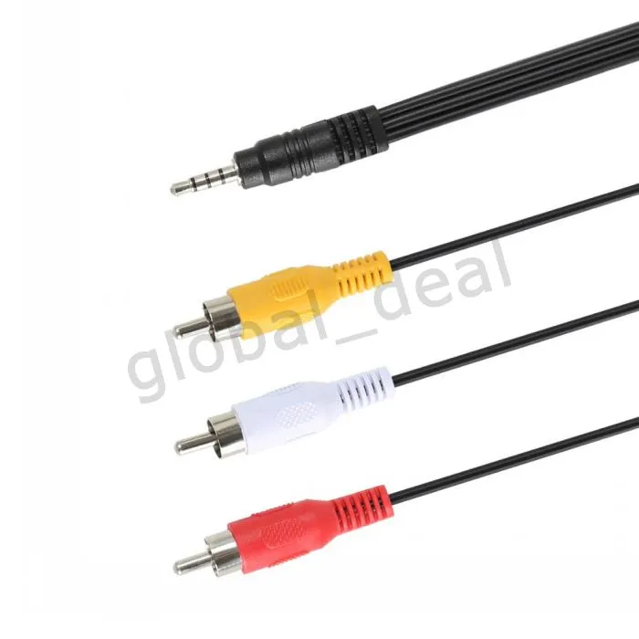 3.5mm To 3 RCA Male Audio Cables Video AV Cable AUX Stereo Jack Cord ...