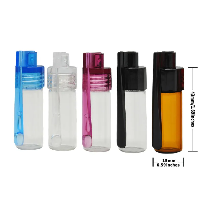 Acrylic Smoking Snuff Bottle Case Containers Snorter Kit With Spoon Lid ...