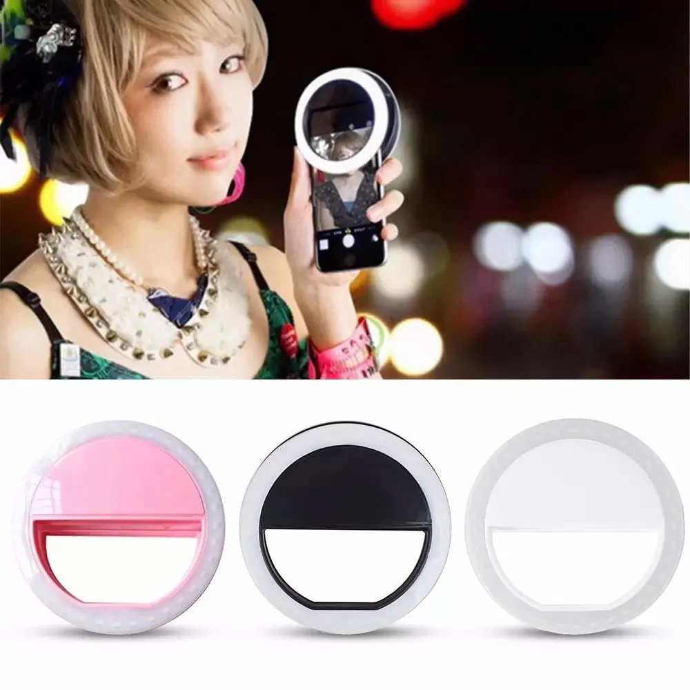 Mobile Phone LED Luminous Ring Light Clip Selfie Flash Light Portable ...